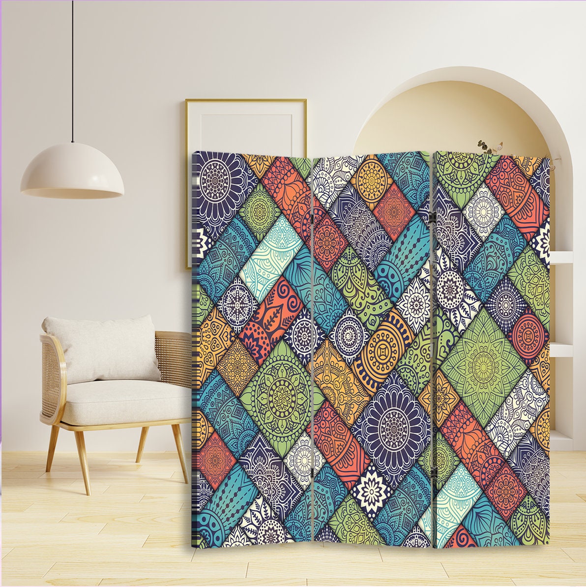 Mandala Art Print Canvas Room Divider Square Screen Abstract - Etsy