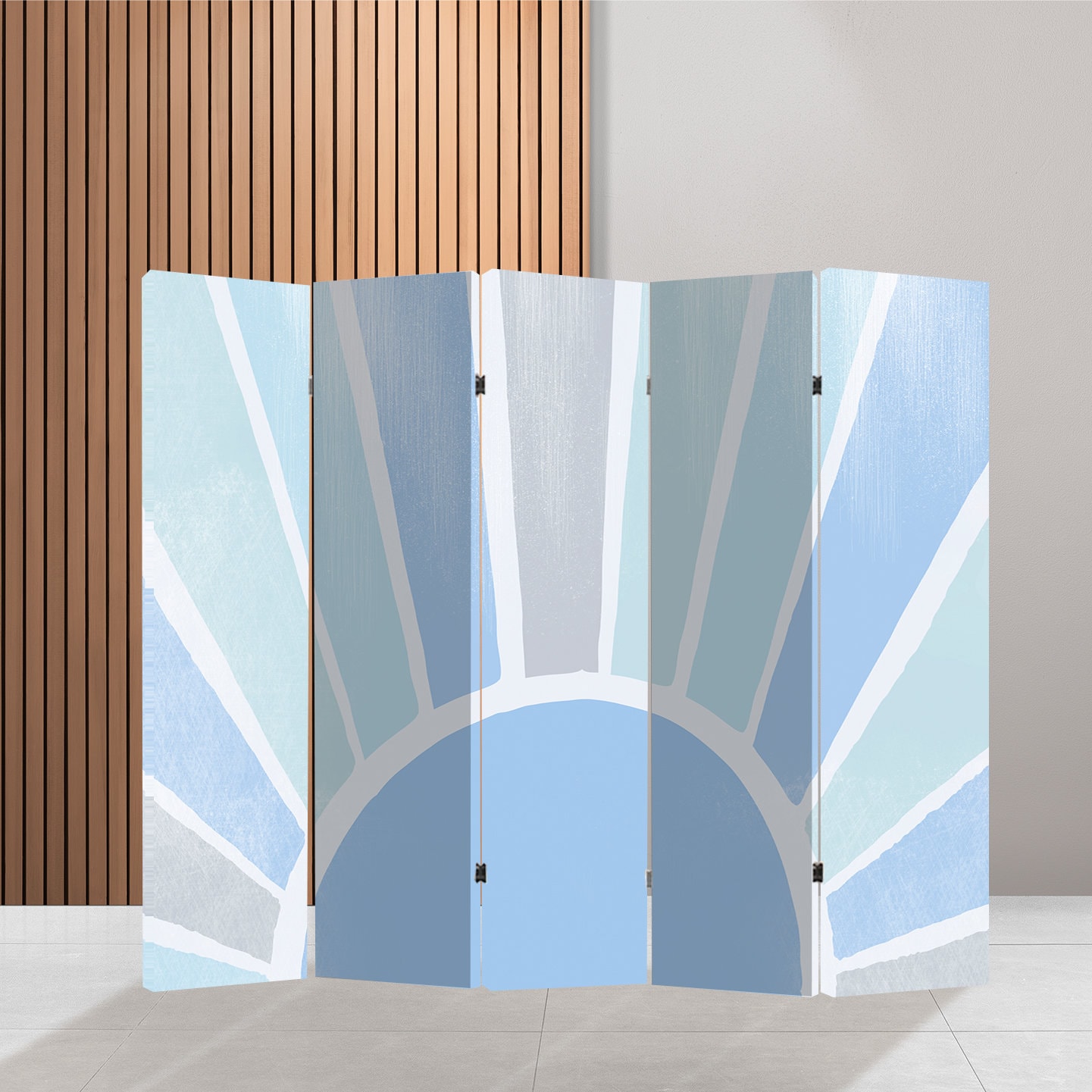 Vintage Boho Sun Print Screen Sunrise Divider Free Standing Minimal ...