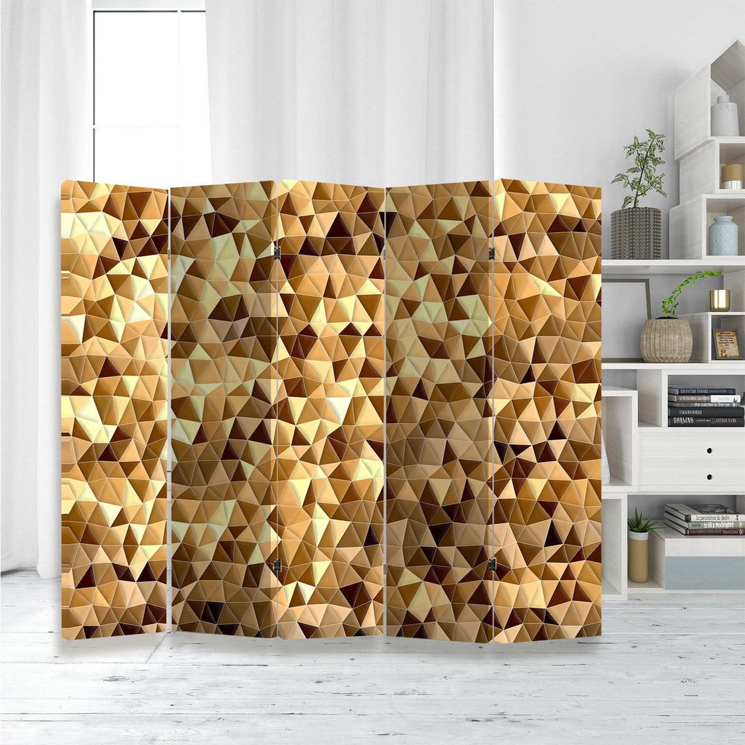 Yellow Geometric Shapes Screen Room Divider Panel Abstract Partition ...