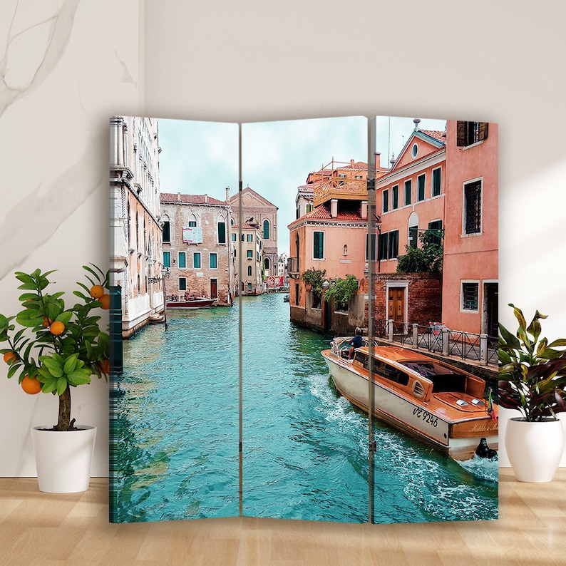 Venice Prints Canvas Room Divider Waterway Italy Art Screen Travel ...
