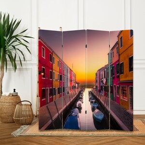 Italian Channel Print Canvas Room Divider Water Screen Nature Decor ...