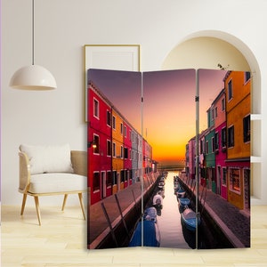 Italian Channel Print Canvas Room Divider Water Screen Nature Decor ...