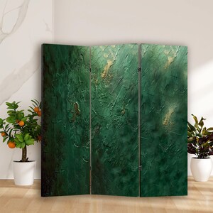 Green Paint Screen Print Room Divider Free Standing Abstract Panel Room ...