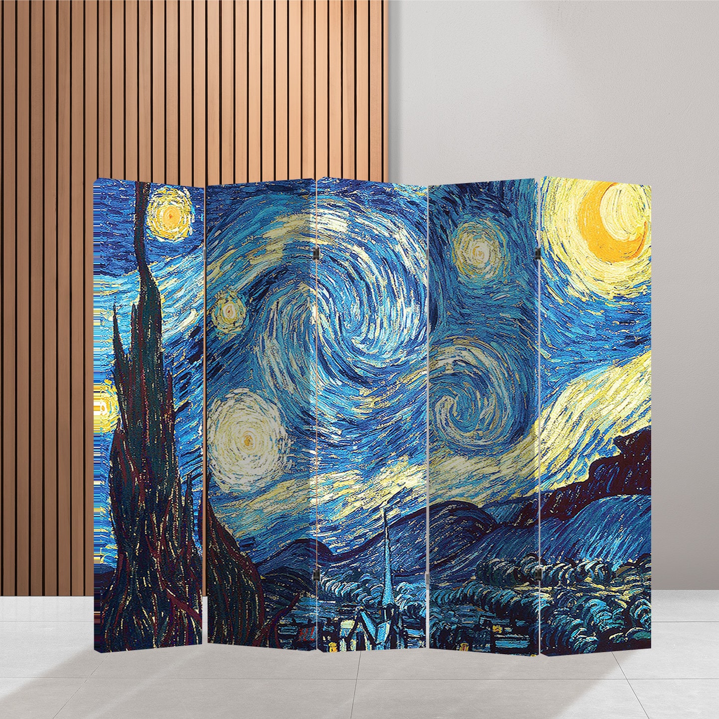 Starry Night Print Canvas Room Divider Vincent Van Gogh Art Decor ...