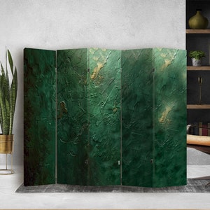 Green Paint Screen Print Room Divider Free Standing Abstract Panel Room ...