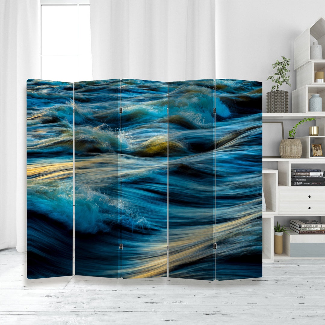 Wave Print Canvas Room Divider Ocean Art Decor Surfing Artwork Tropical ...
