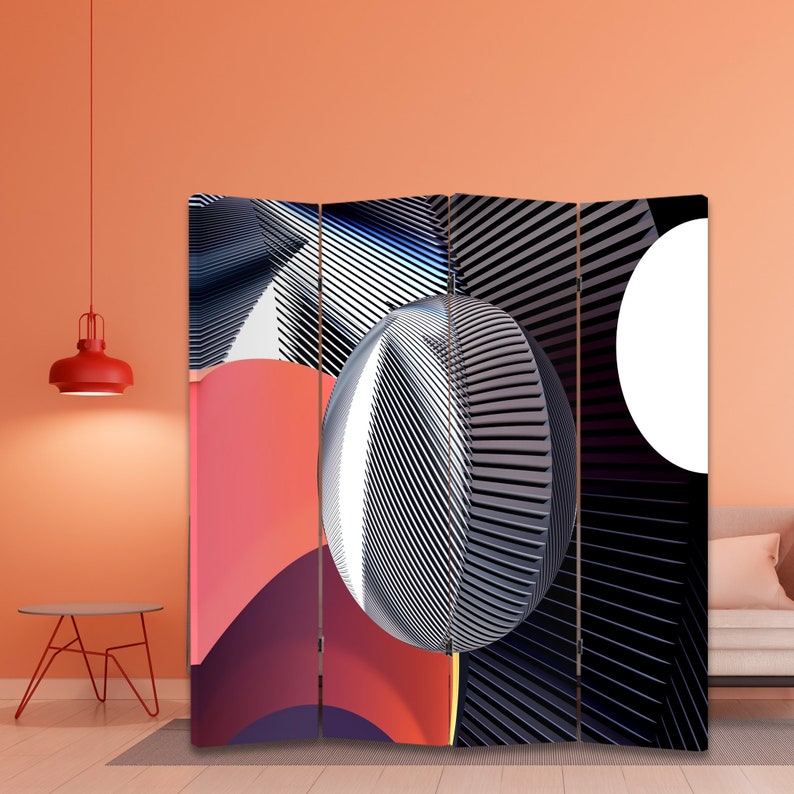 Sphere Room Dividers Screen Abstract Print Canvas Floor Divider Panels ...
