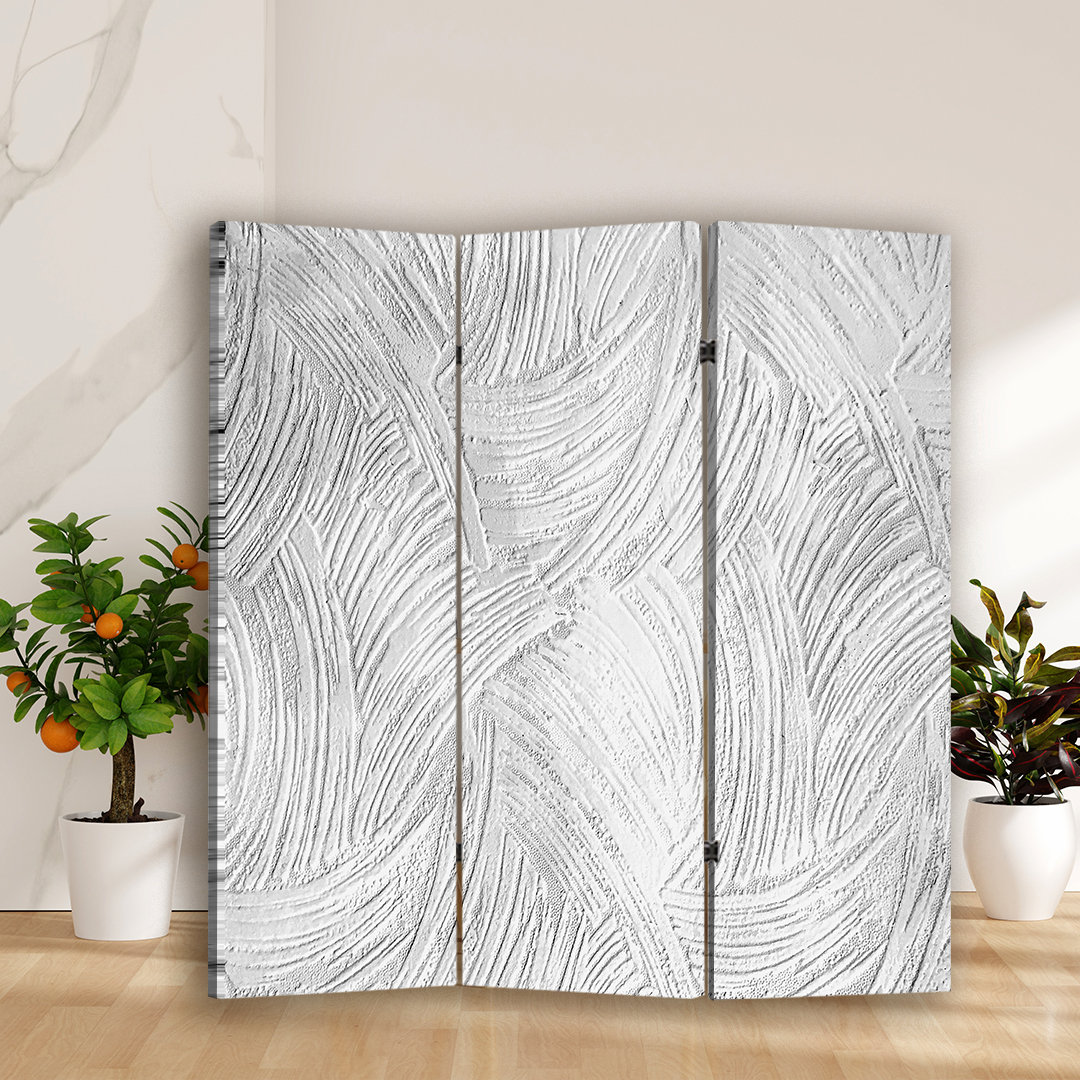 White Abstract Screen Plaster Print Textured Divider Free Standing ...
