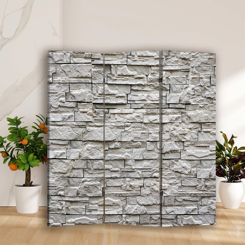 Brick Wall Print Canvas Room Divider Abstract Decor Free Standing Art ...