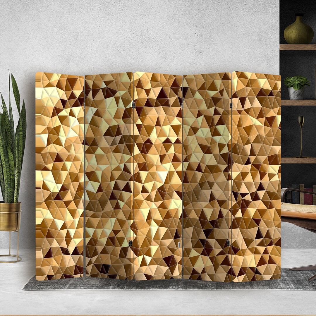 Yellow Geometric Shapes Screen Room Divider Panel Abstract Partition ...