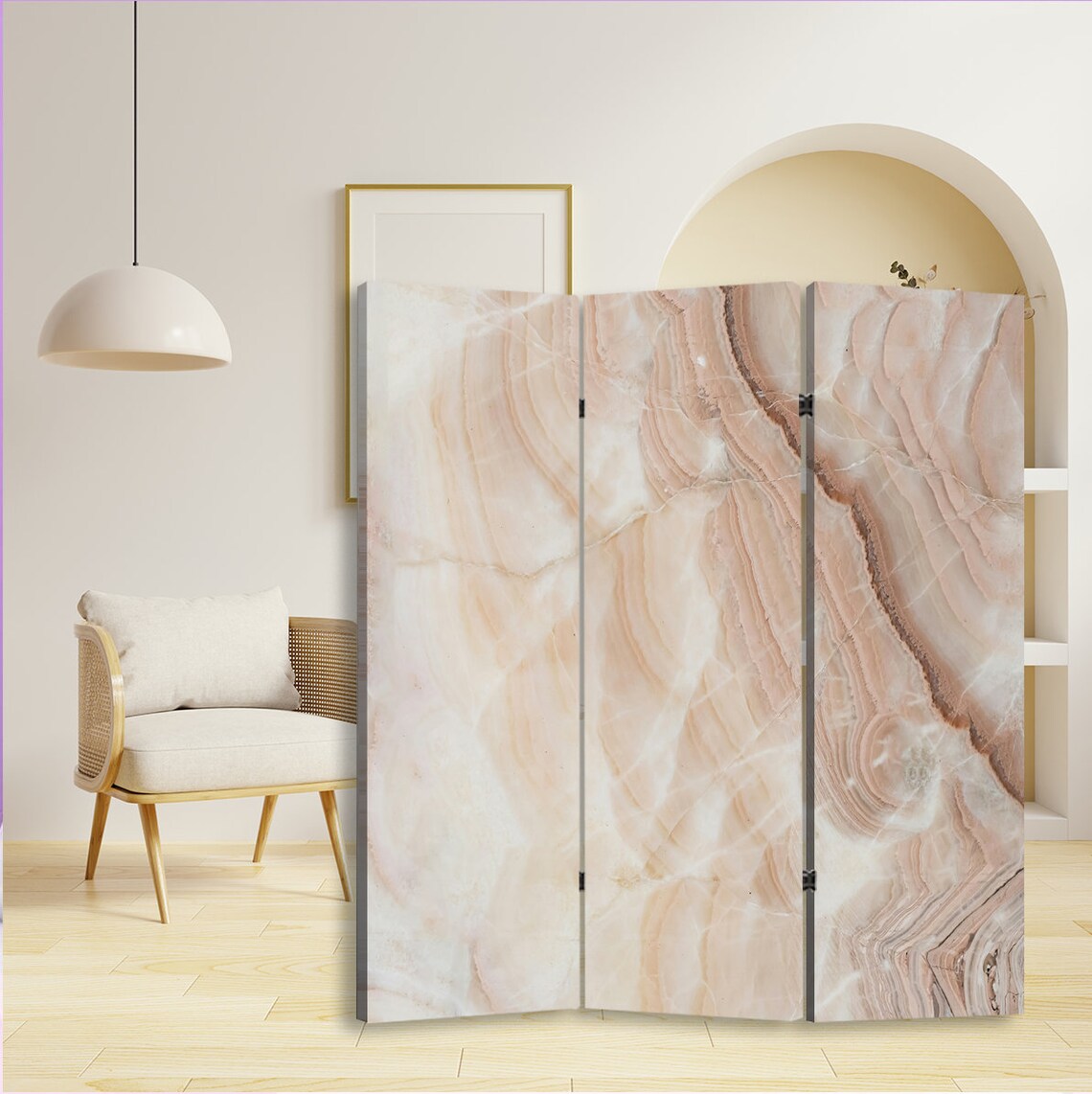Marble Screen Print Canvas Room Divider Freestanding Panel Abstract Art ...