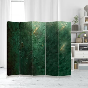 Green Paint Screen Print Room Divider Free Standing Abstract Panel Room ...
