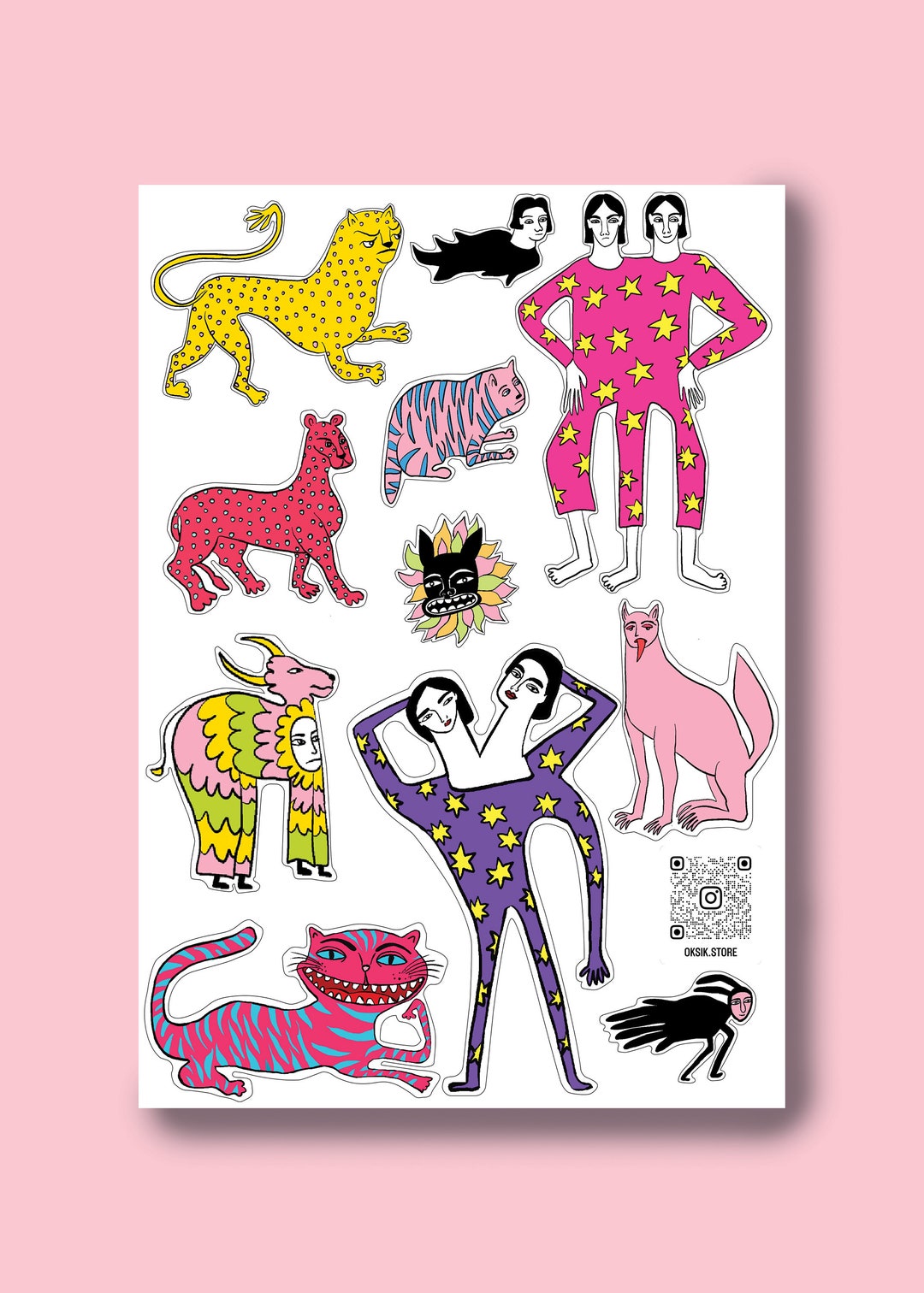 Sticker Set 4 Funny Fabulous Animals Stickers - Etsy