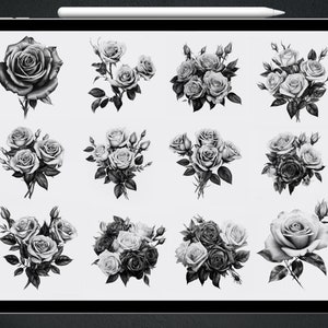 Procreate Realistic Roses, Tattoo Stamp Rose, Realistic Tattoo ...