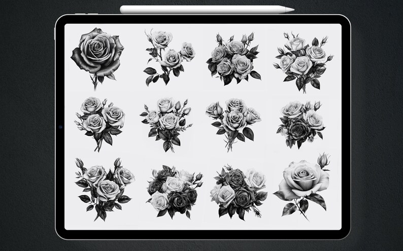 Procreate Realistic Roses, Tattoo Stamp Rose, Realistic Tattoo ...
