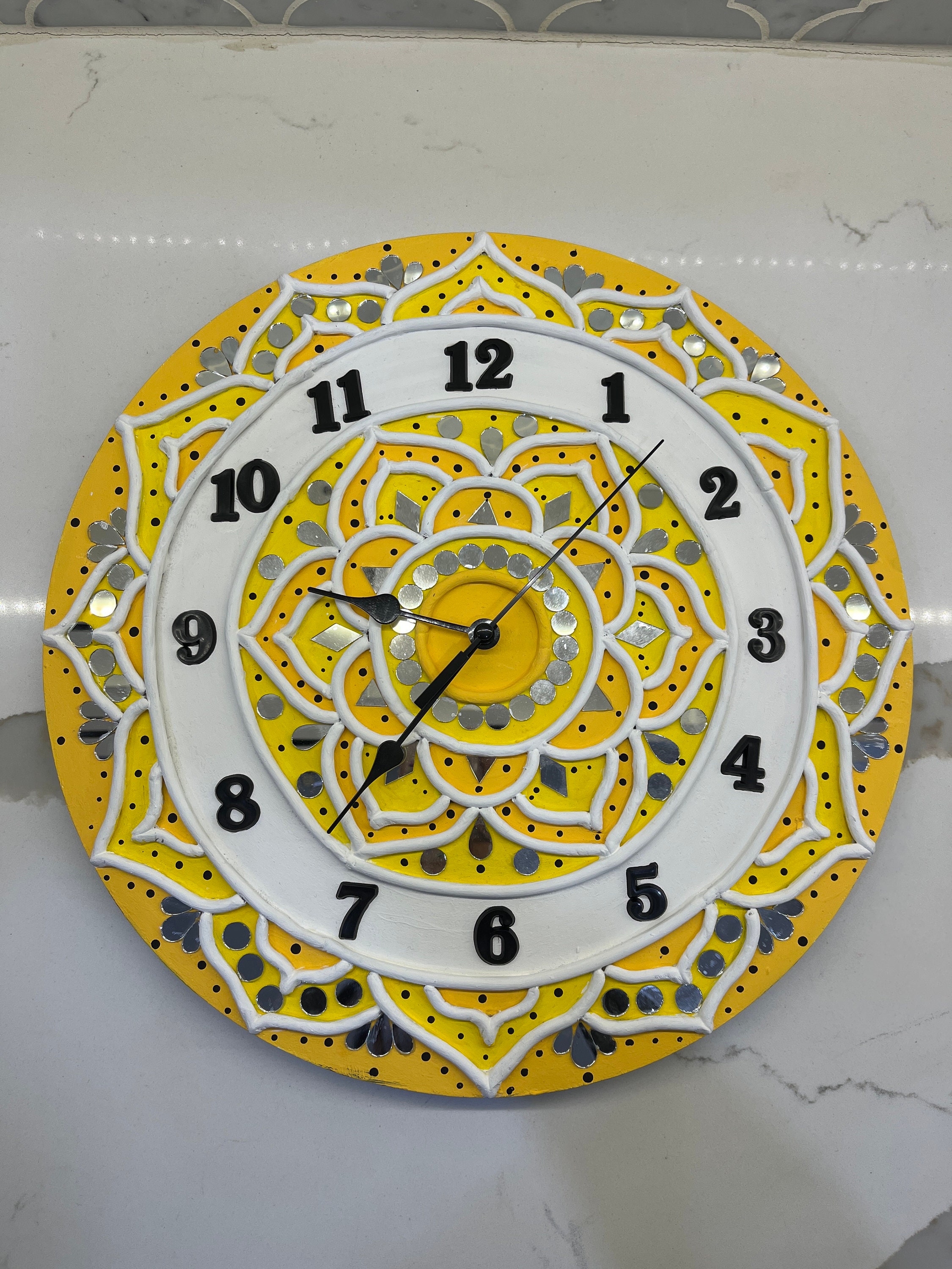Wall Clock- Clay and Mirror Art - Etsy