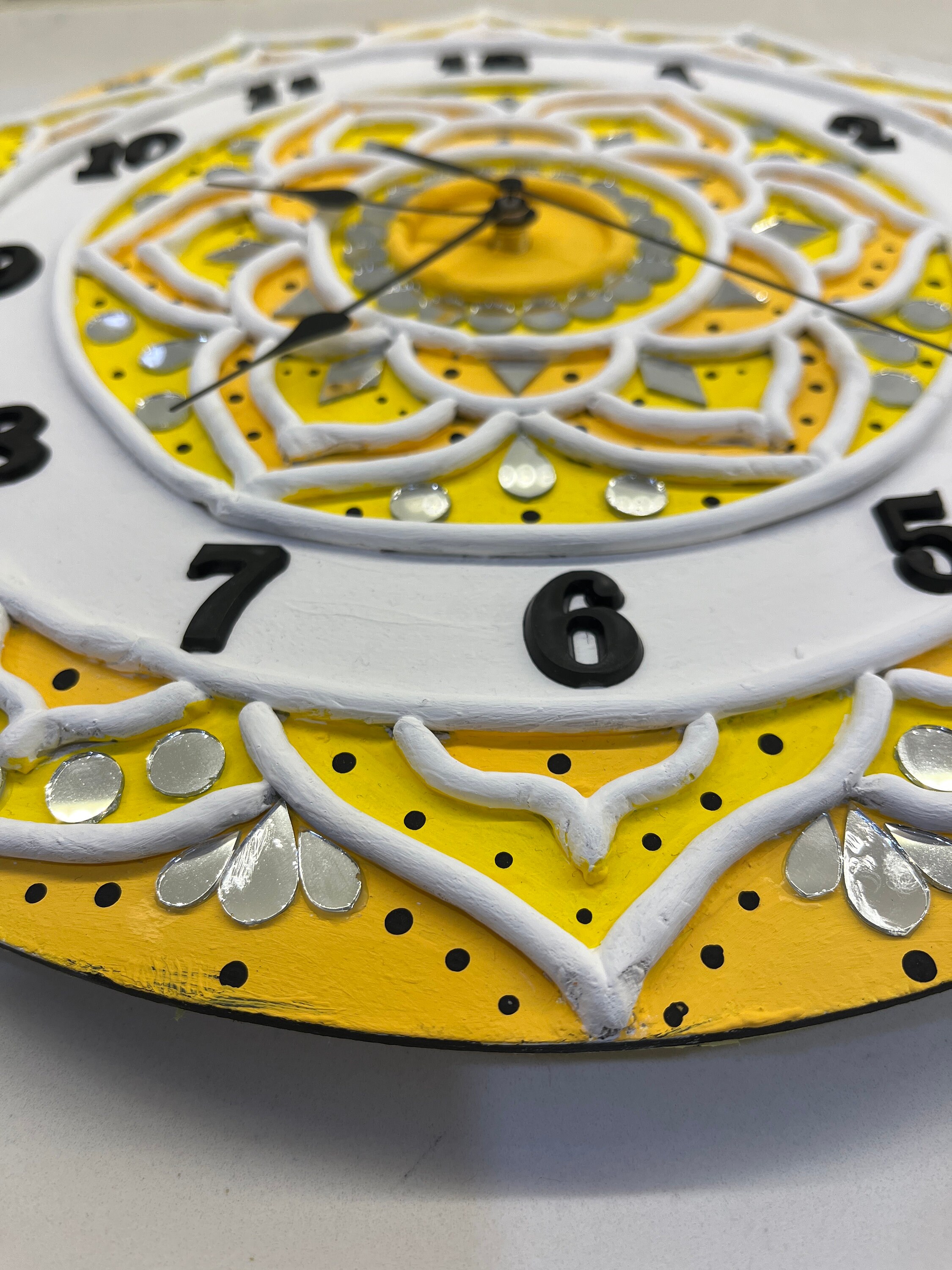 Wall Clock- Clay and Mirror Art - Etsy