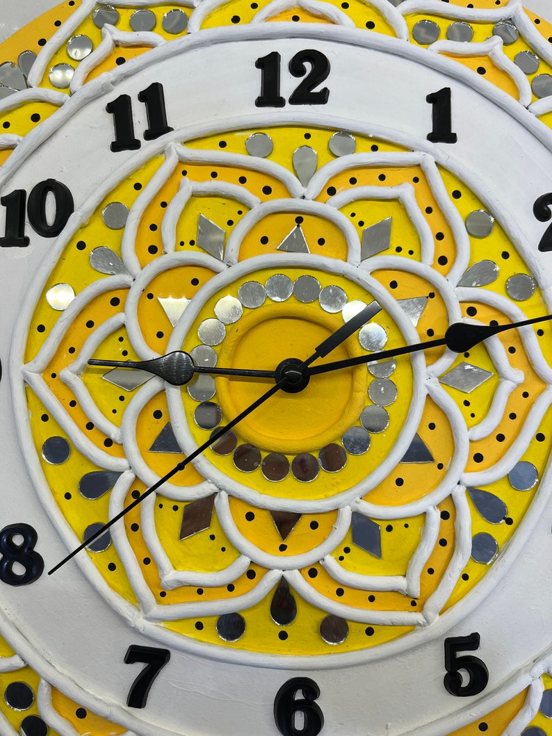 Wall Clock- Clay and Mirror Art - Etsy