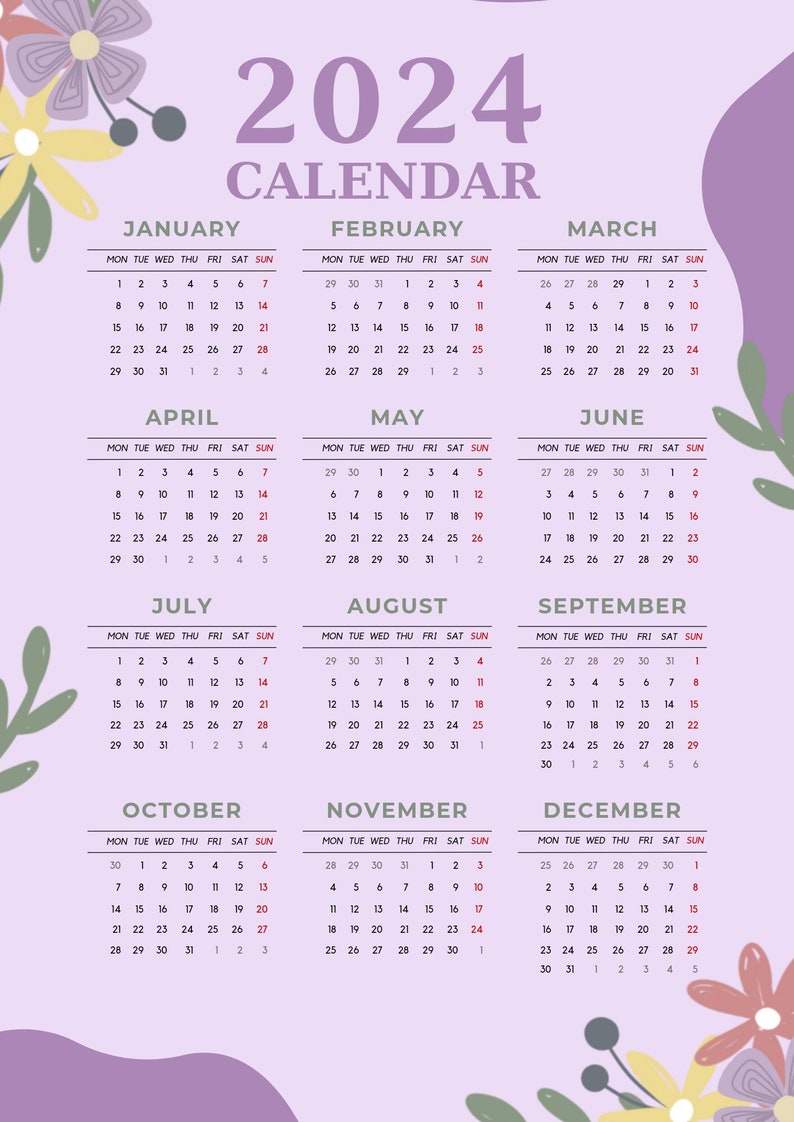 New Year 2024 Calendar digital Product - Etsy