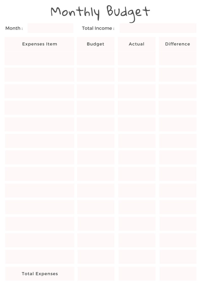 Pink Monthly Budget Planner Printable Financial Journal - Etsy