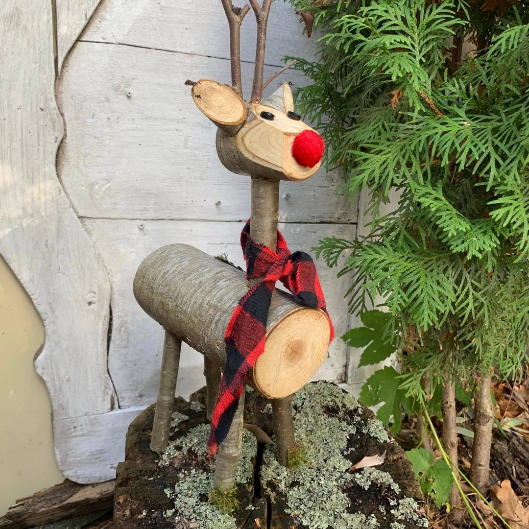 Large Handcrafted Log Reindeer Rustic Christmas Centerpiece - Etsy