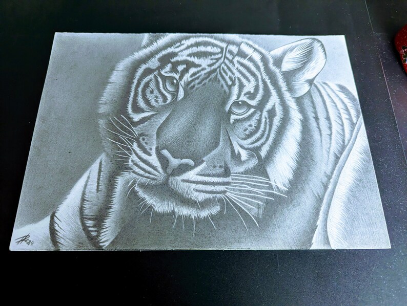 Realistic Drawing | Hyper-realistic Hand Drawn Tiger - Etsy