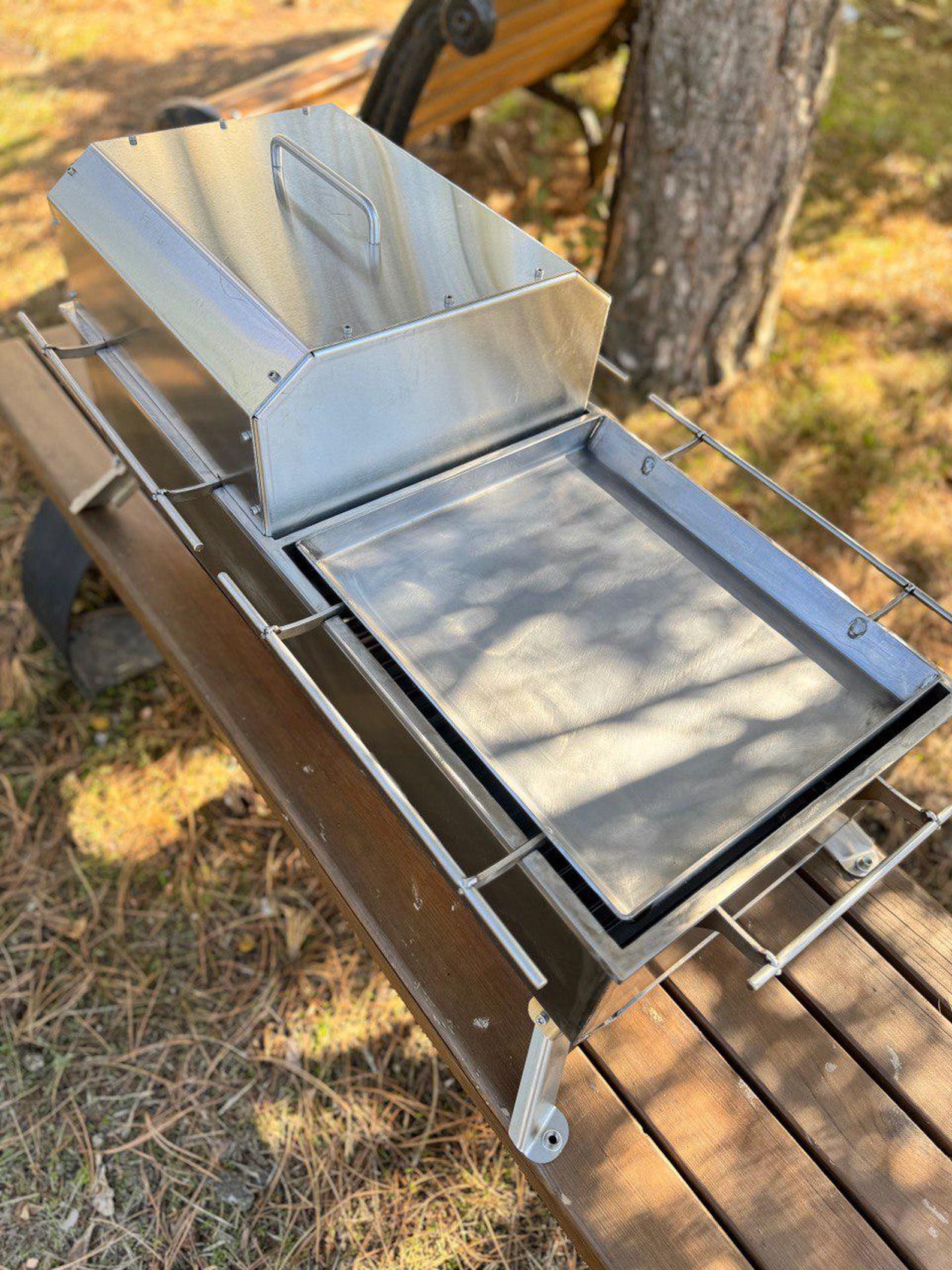 Powerful Tabletop Grill! Large Hibachi Grill. Barbecue Made of ...