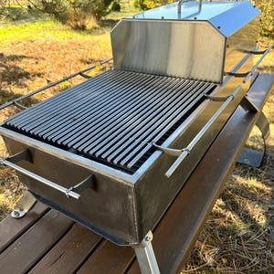 Large Tabletop Grill! BBQ With Lid and Frying Pan! Plancha! Stainless ...