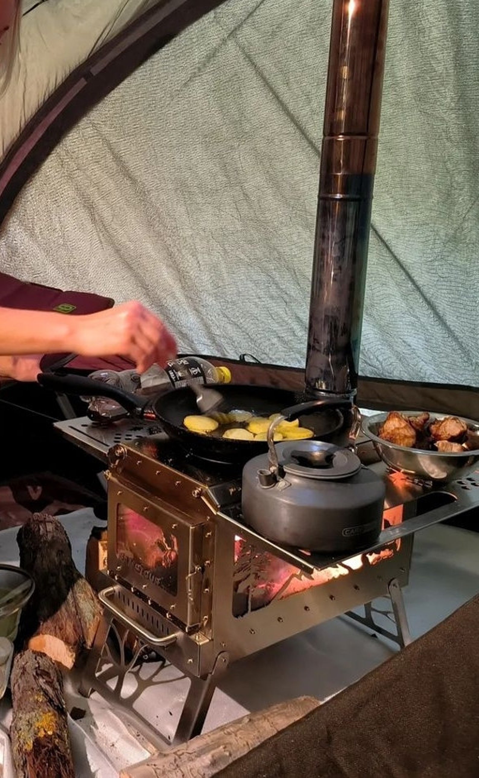 Pellet Stove Complete With Chimney! Hot Tent Stove Using Wood or ...