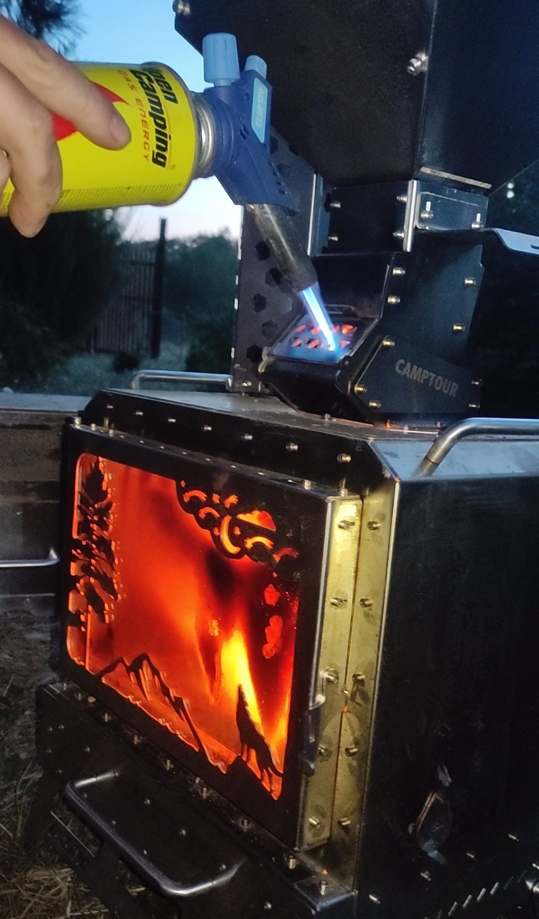 Mini Fireplace With Wood or Pellets, for Outdoor Camping or in a Tent ...