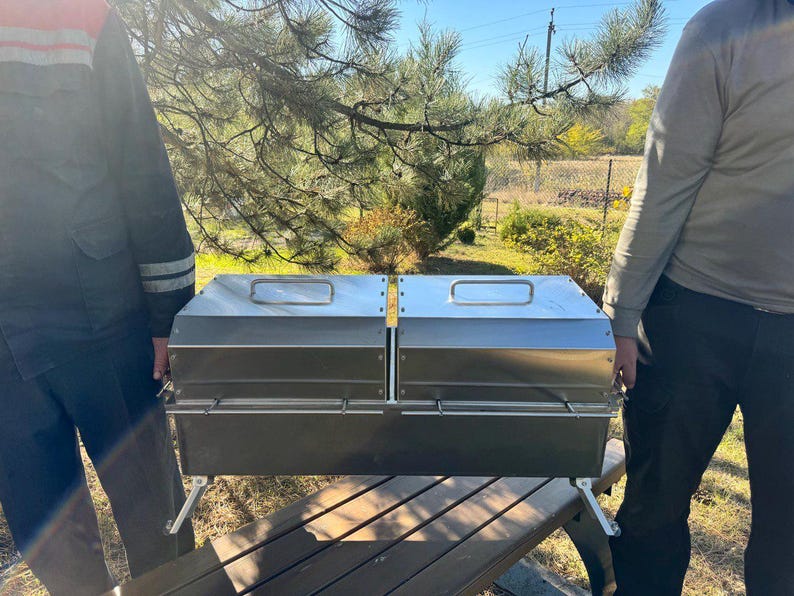 Powerful Tabletop Grill! Large Hibachi Grill. Barbecue Made of ...