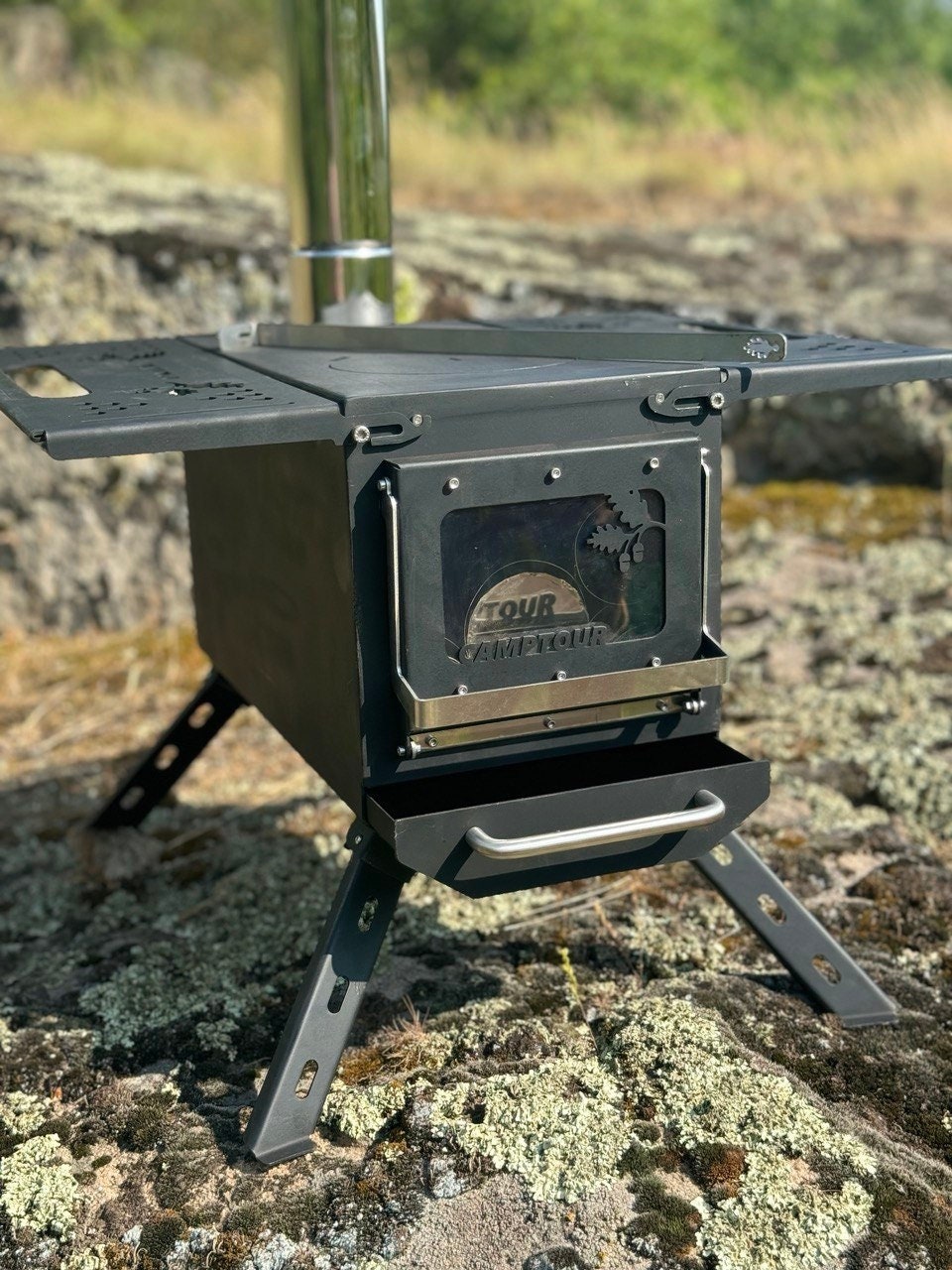 Outdoor Camping Stove. Hot Tent Stove With Chimney! Portable Stove for ...