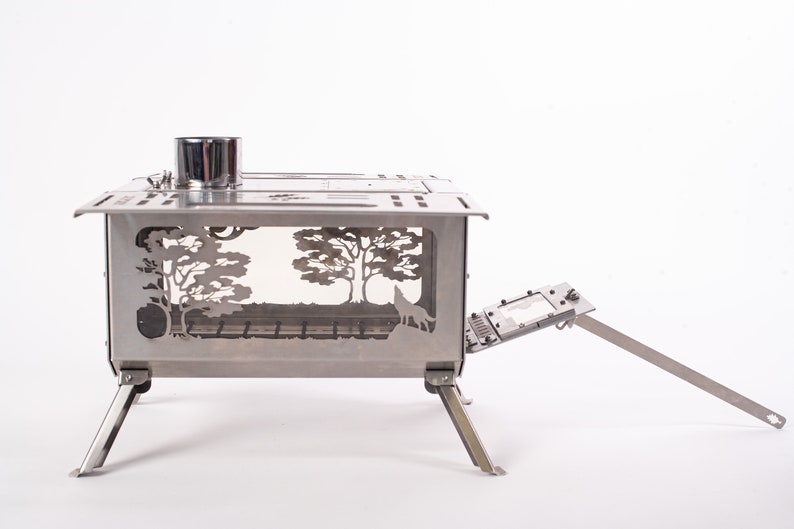 Portable Stove With Glass!mini Stove With Chimney for Tent or Outdoor ...