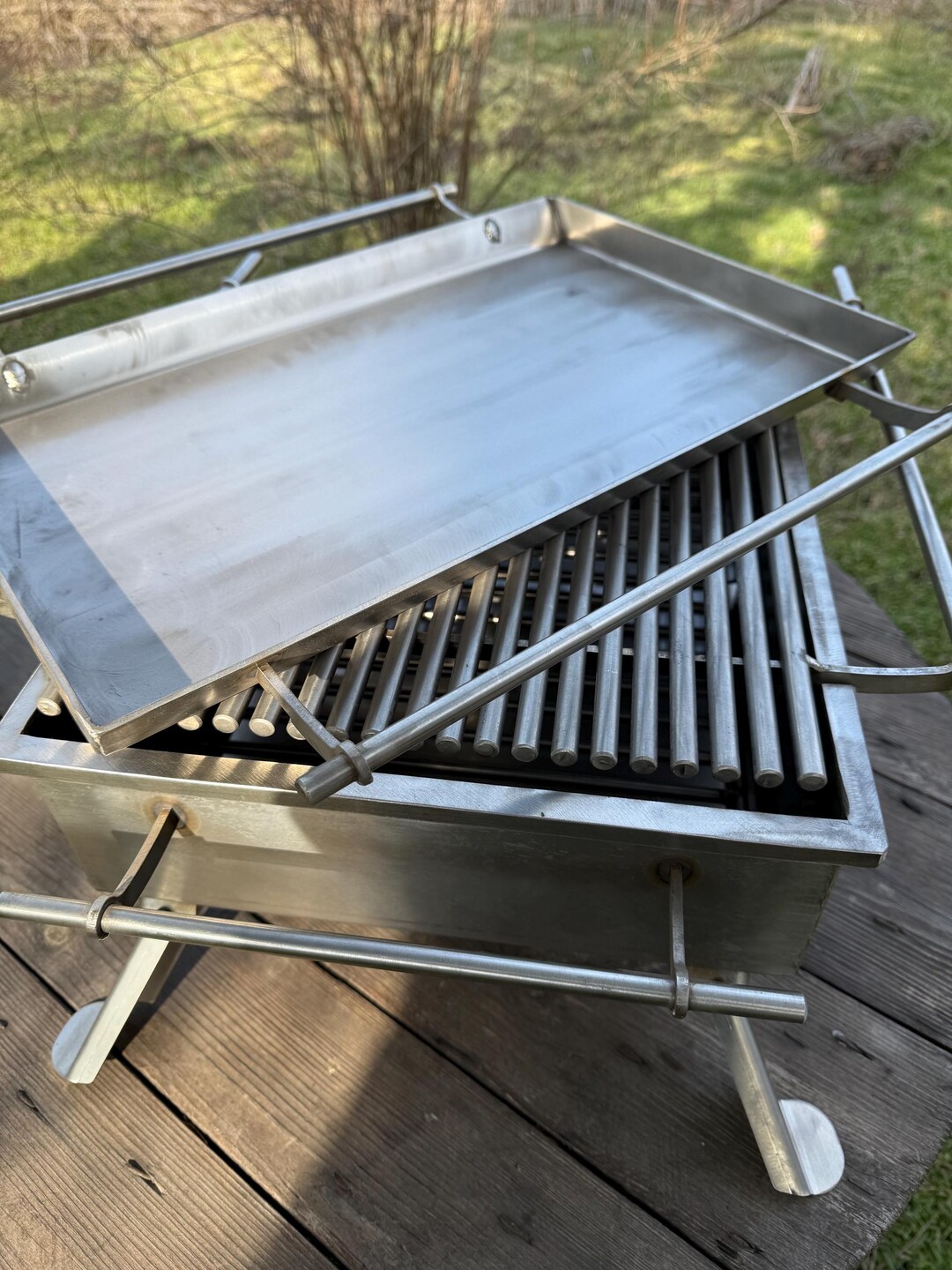 Heavy Table Grill Made of Stainless Steel With a Large Grate and Pan ...