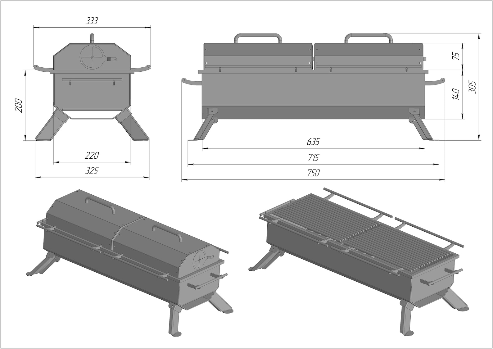 Hibachi Smoker Tabletop Hibachi Grill Made of Stainless Steelbbq ...
