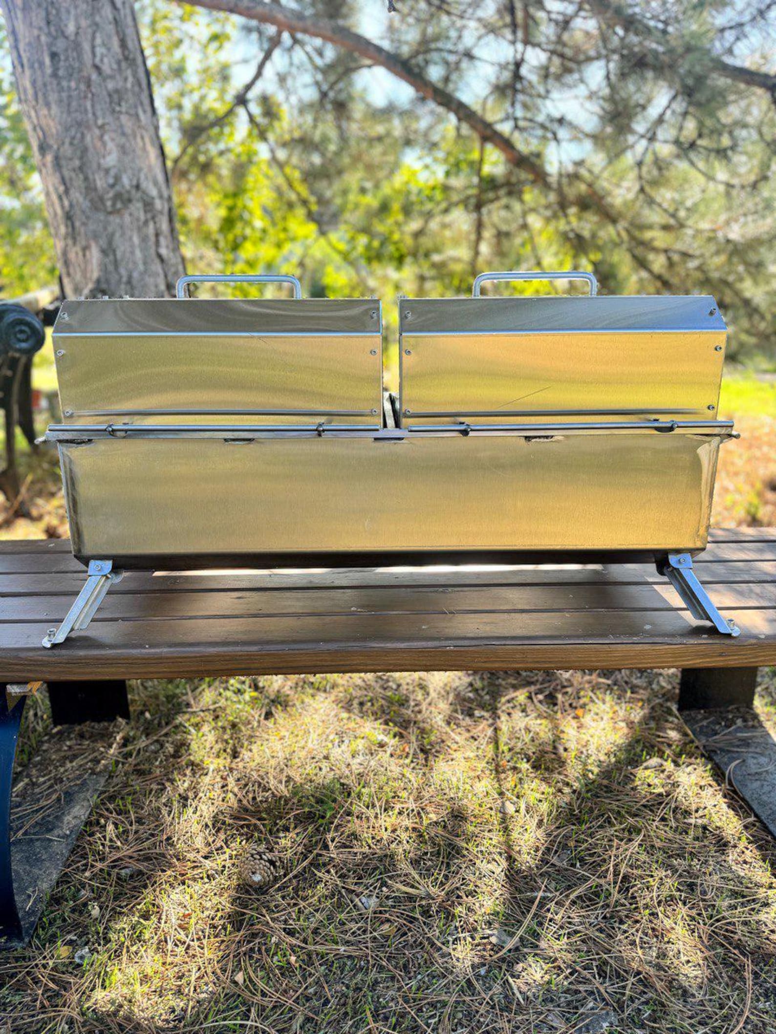 Powerful Tabletop Grill! Large Hibachi Grill. Barbecue Made of ...