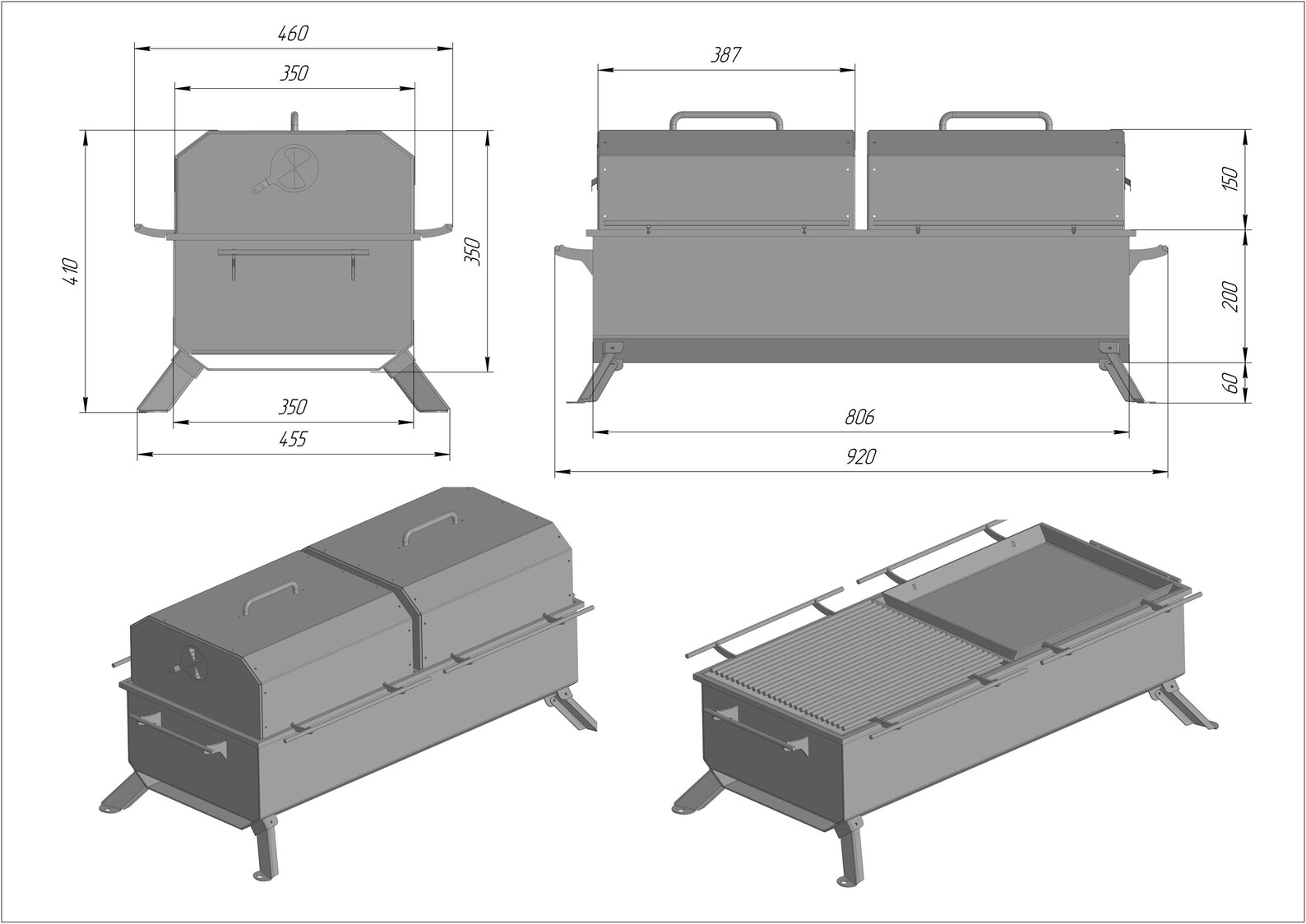Powerful Tabletop Grill! Large Hibachi Grill. Barbecue Made of ...