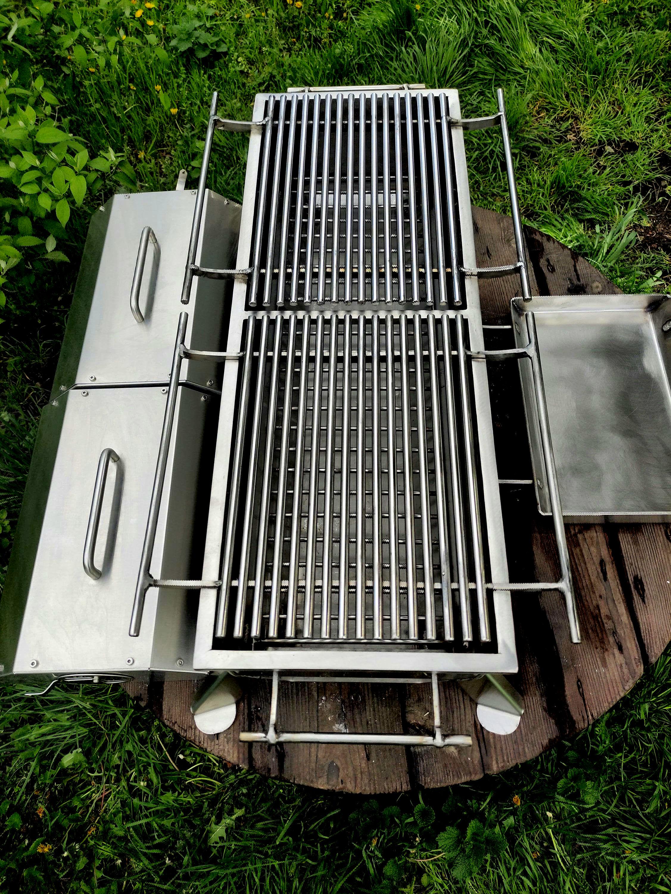 Charcoal Grill With Grill and Roasting Pan! Stainless Steel Plancha ...