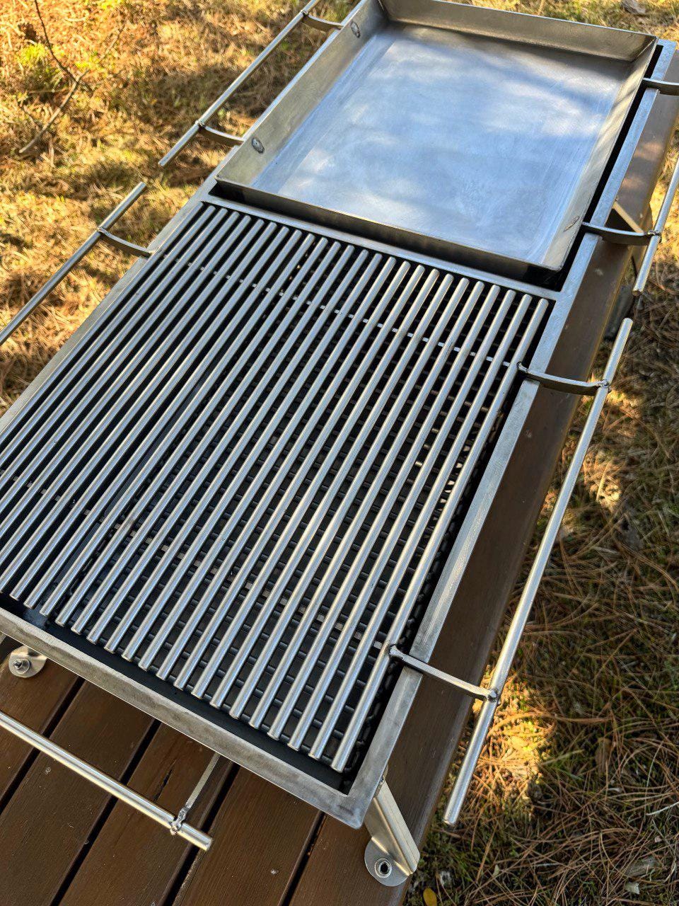 Large Tabletop Grill! BBQ With Lid and Frying Pan! Plancha! Stainless ...