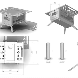 Portable Stove With Glass!mini Stove With Chimney for Tent or Outdoor ...