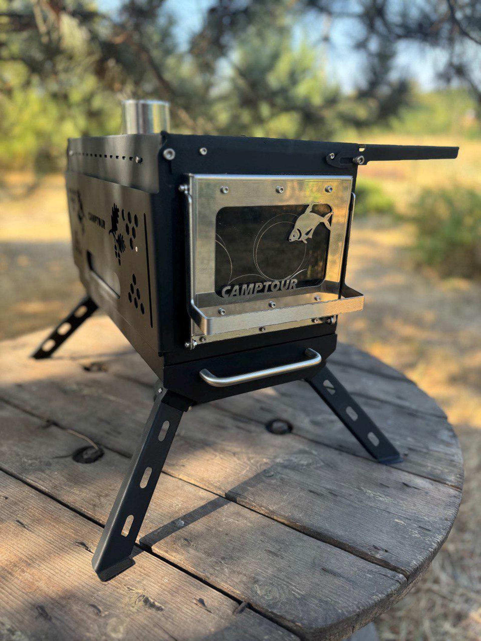 Hot Tent Stove With Chimney. Stove for Outdoor Camping. Portable Stove ...