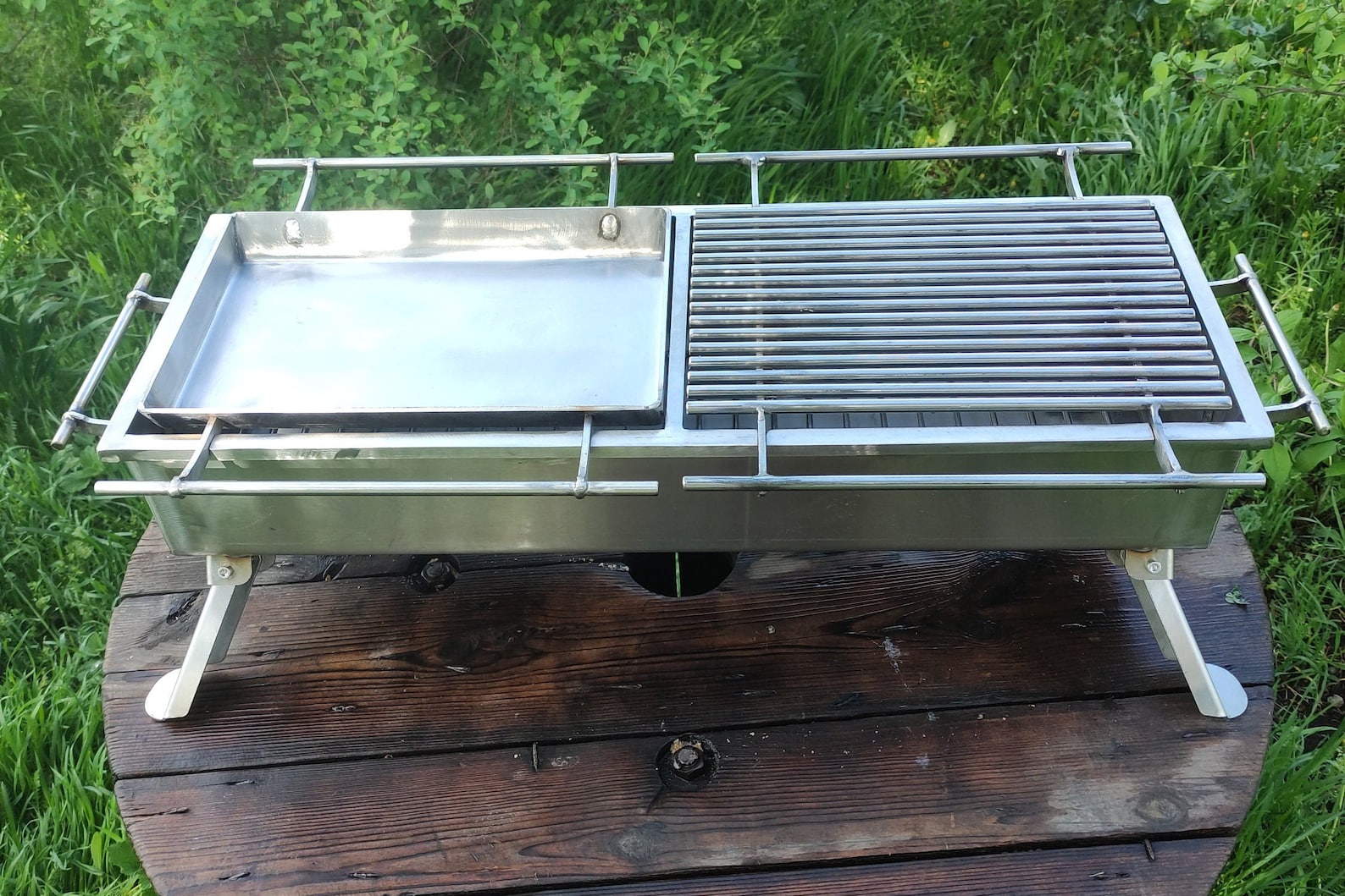Brazier! Fire Pit! Stainless Steel Roasting Pan. Barbecue With Grate ...