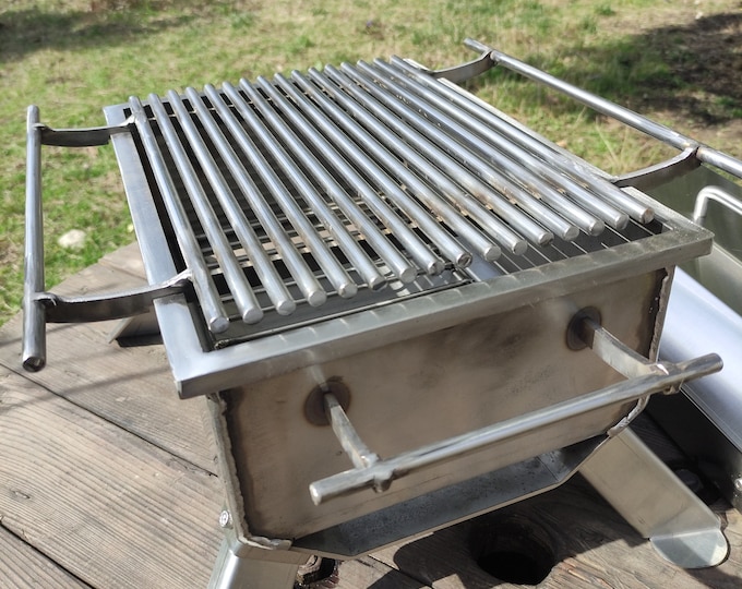 Barbecue With Grate and Lid! Tabletop Hibachi Grill Made of Stainless ...