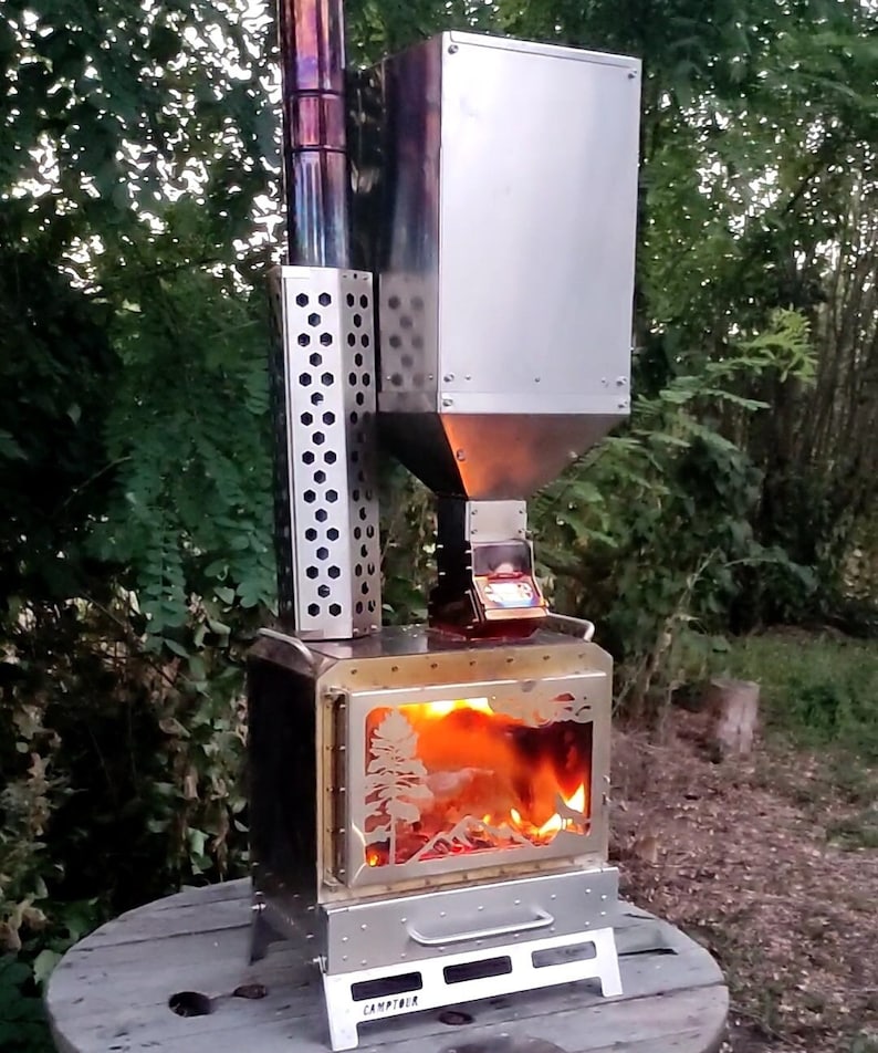 Mini Fireplace With Wood or Pellets, for Outdoor Camping or in a Tent ...