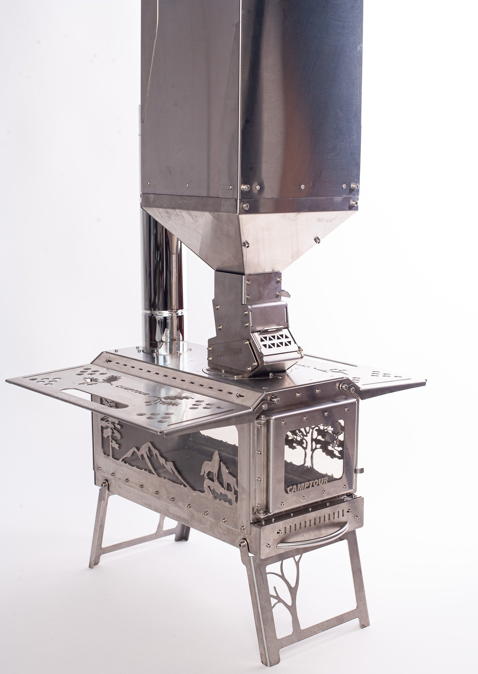 Outdoor Camping Stove With Chimney and Pellet Burner. Stove for a Van ...