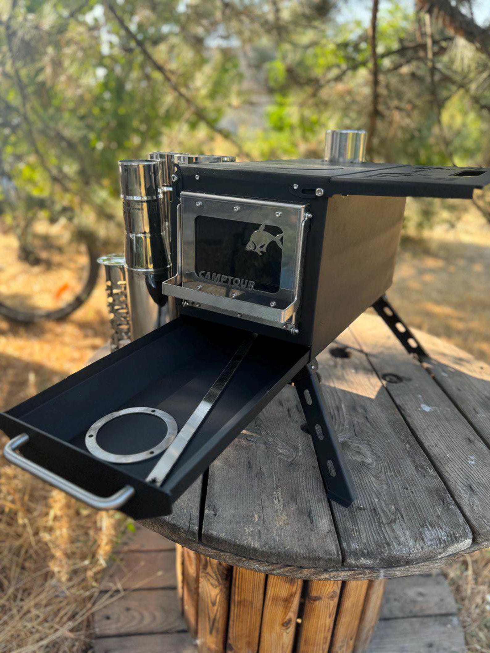 Hot Tent Stove With Chimney. Stove for Outdoor Camping. Portable Stove ...