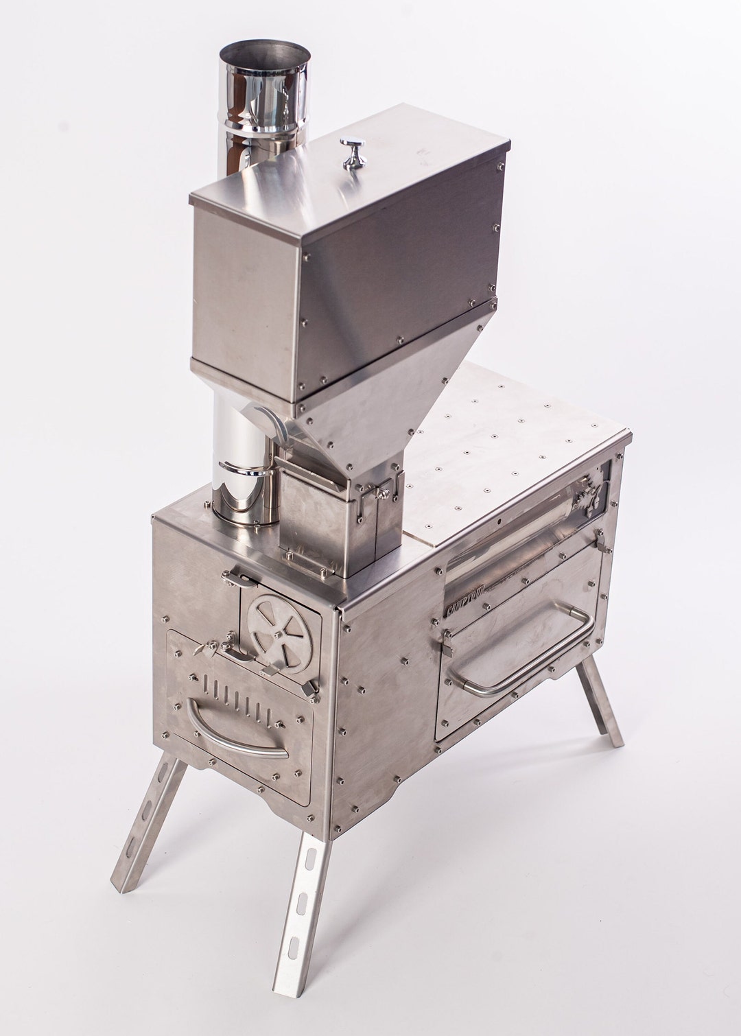 Gravity Feed Pellet Stove With Oven and Cook Top! Mini Hot Tent Stove ...