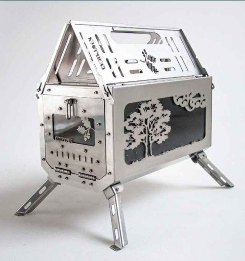 Portable Stove With Glass!mini Stove With Chimney for Tent or Outdoor ...