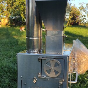 Gravity Feed Pellet Stove With Oven and Cook Top! Mini Hot Tent Stove ...