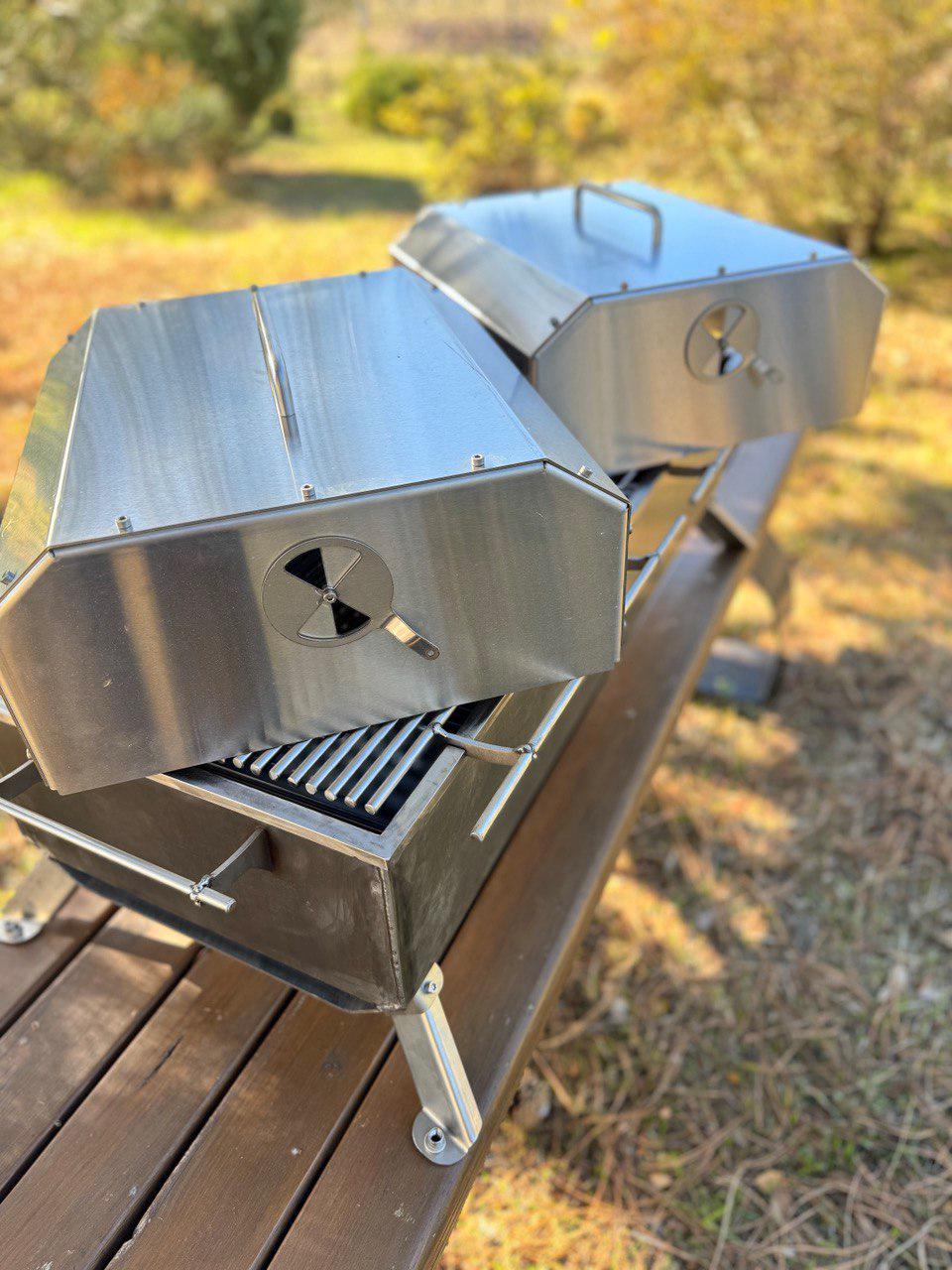 Large Tabletop Grill! BBQ With Lid and Frying Pan! Plancha! Stainless ...